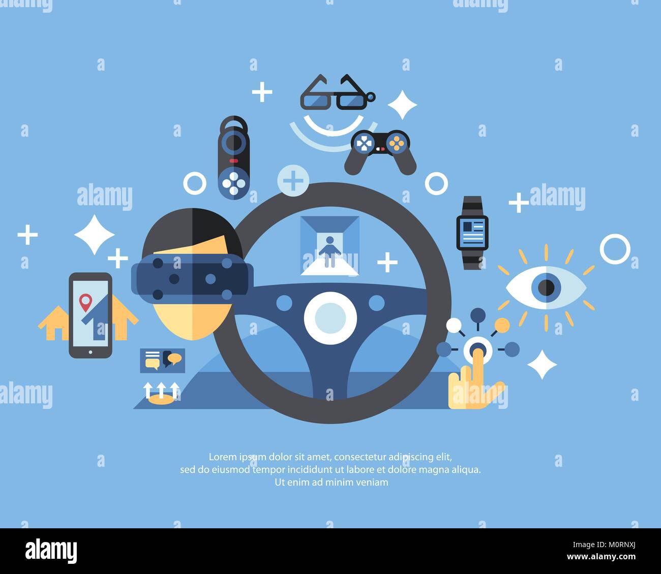 Digital vector virtual augmented reality concept set collection objects ...