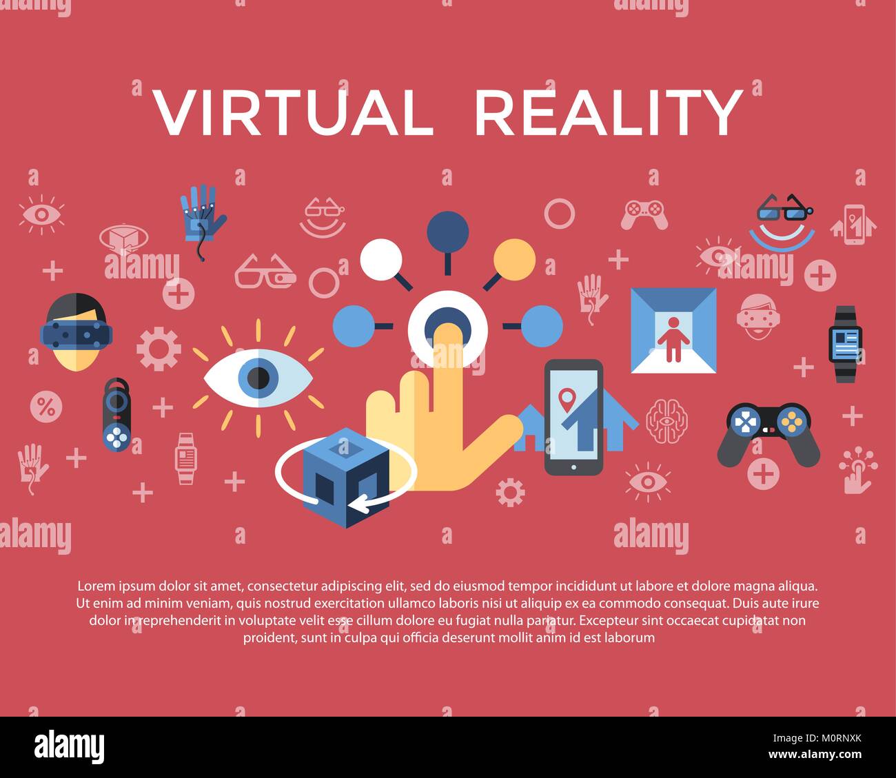Digital vector virtual augmented reality concept set collection objects ...