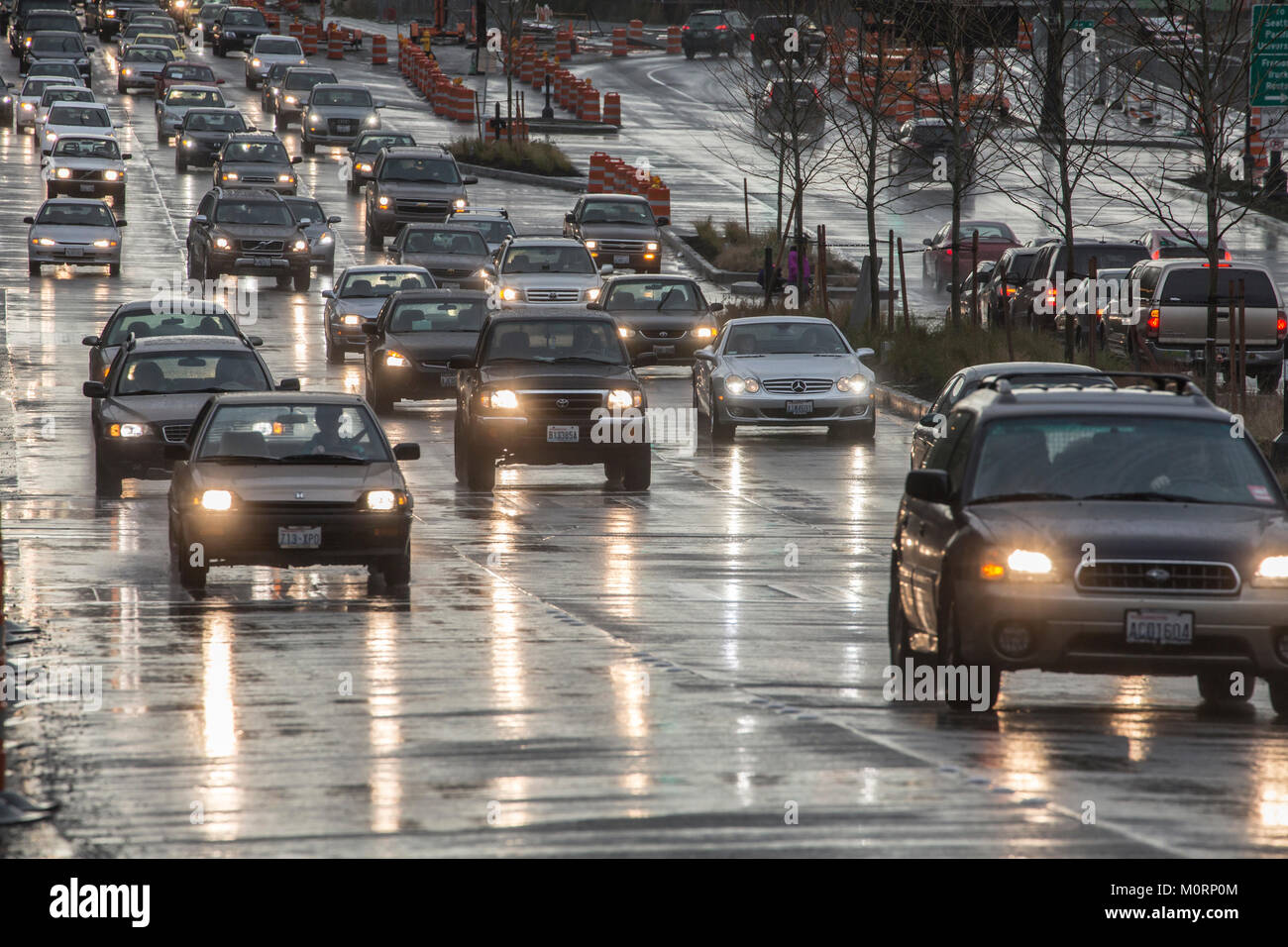 Heavy traffic, Mercer Mess, Seattle, Washington,USA Stock Photo - Alamy