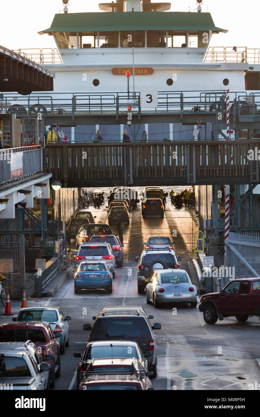 United States, Washington, Seattle, Ferryboat loading cars Stock Photo ...