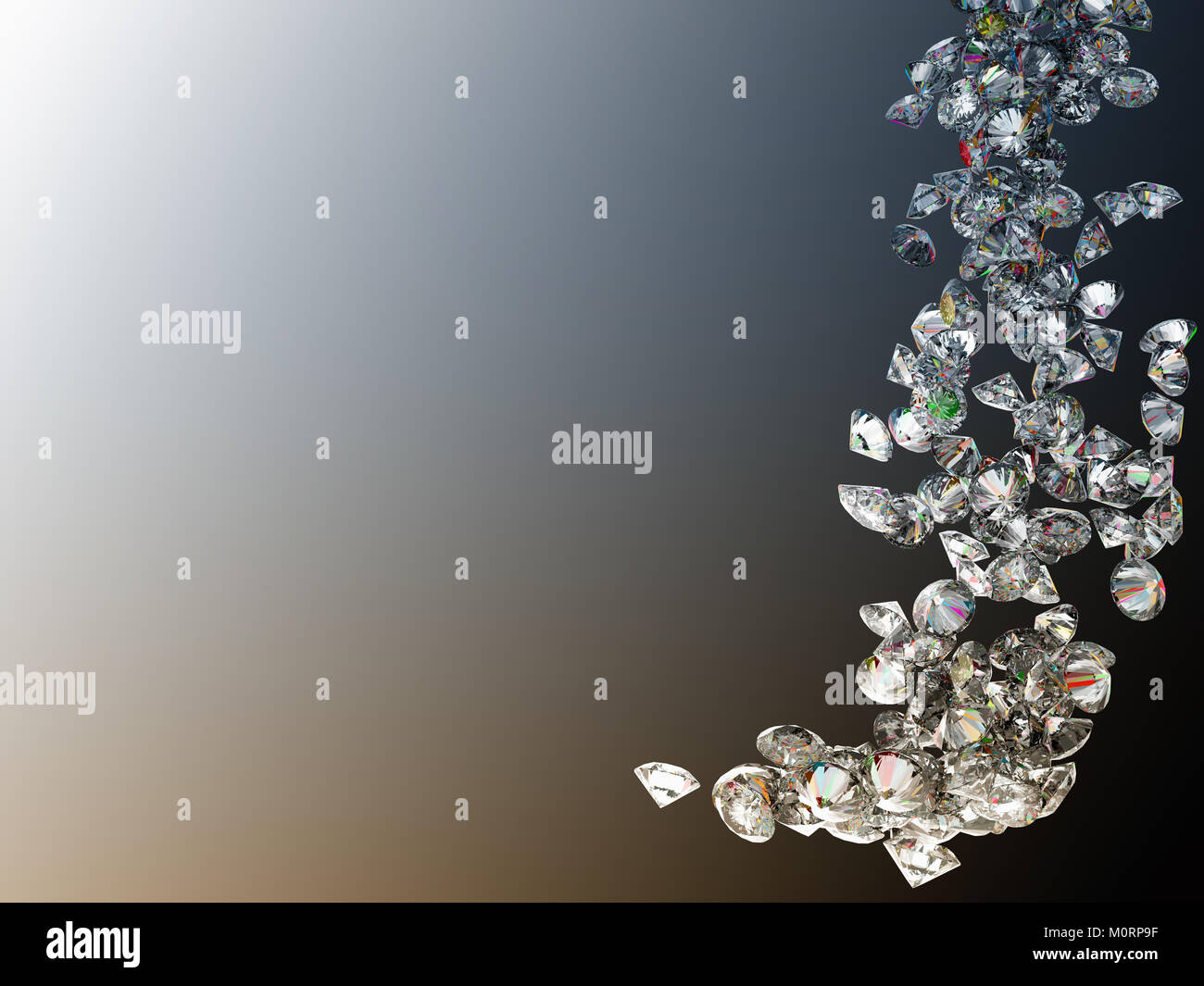 Large diamonds or gems flow over colorful gradient background Stock ...