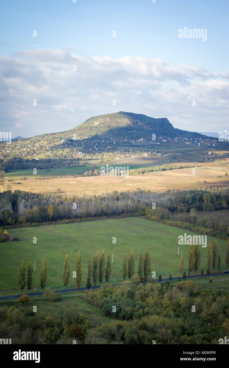 Volcanic mountain view from the fortress of Szigliget, Hungary Stock ...