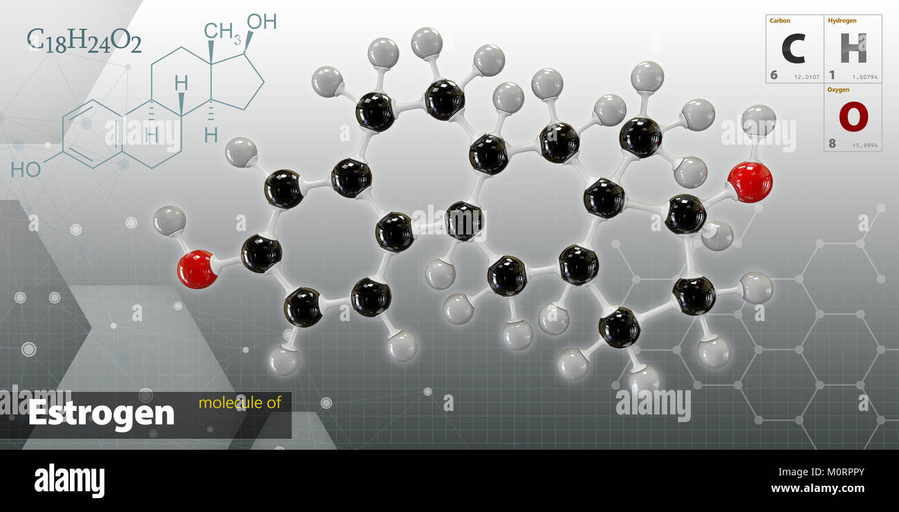 3d Illustration of Estrogen Molecule isolated dark background Stock ...