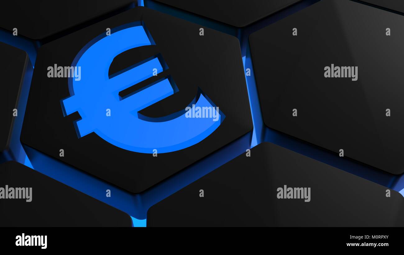Blue Euro symbol on hexagon - 3D rendering Stock Photo - Alamy