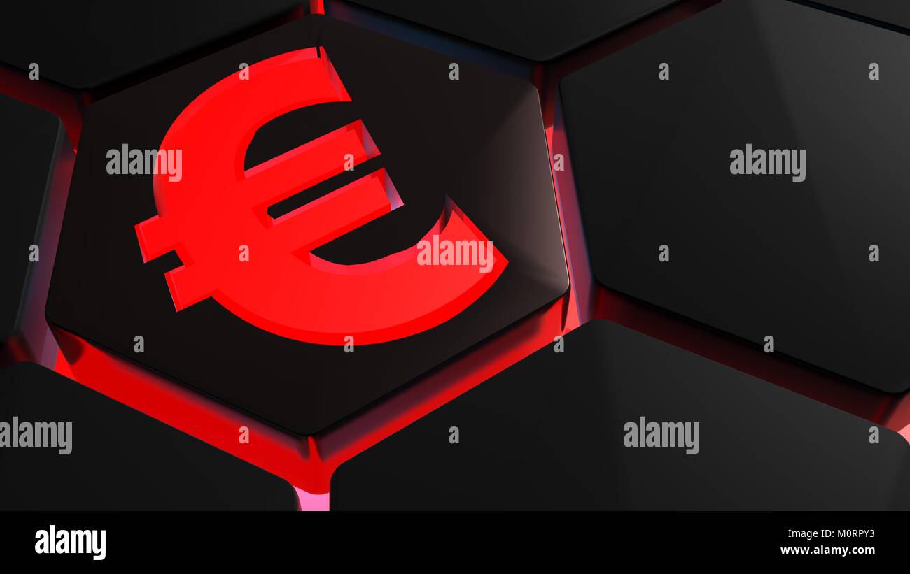 Red Euro symbol on hexagon - 3D rendering Stock Photo - Alamy