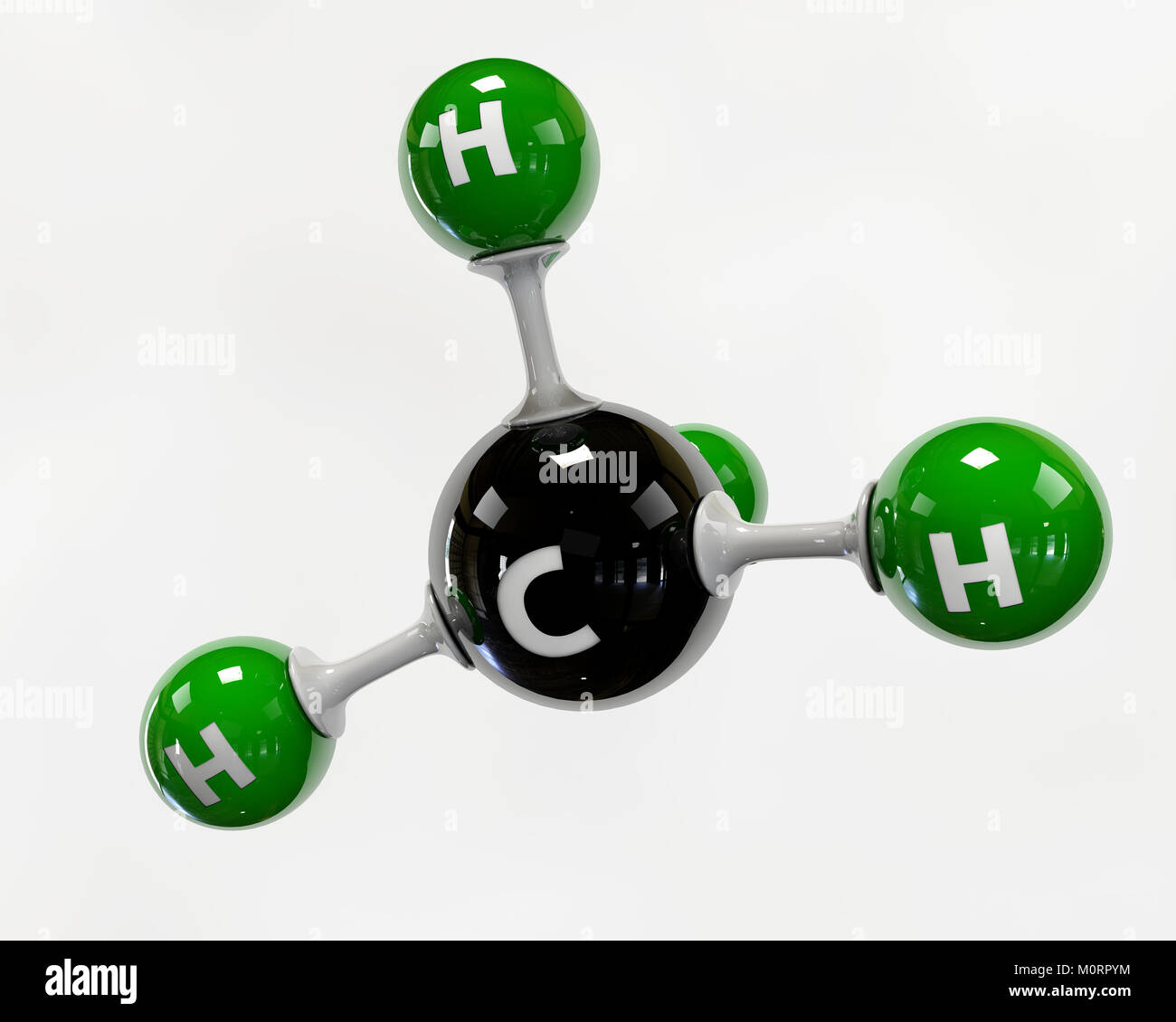 3D illustration molecule of Gas Methane on a white background Stock ...