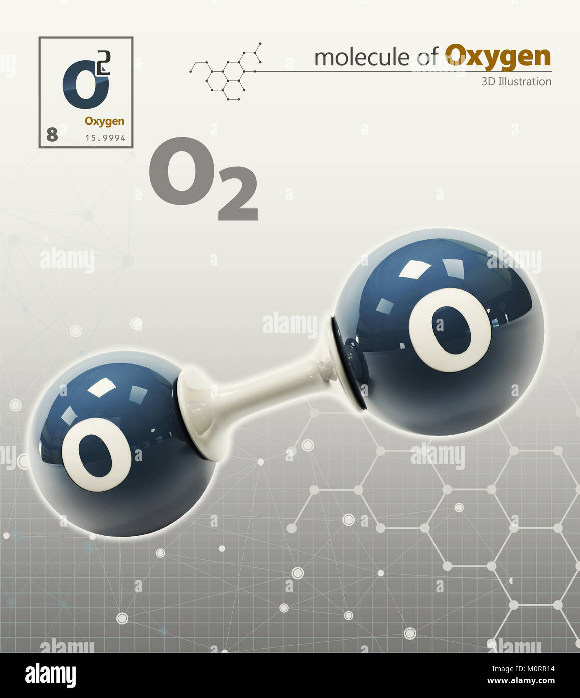 3d Illustration of Oxygen Molecule isolated grey background Stock Photo ...