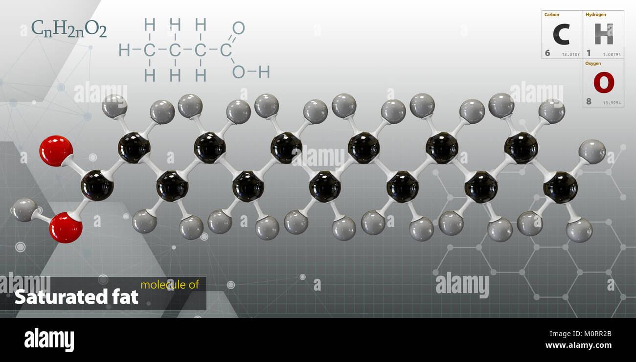 3d Illustration of saturated fat Molecule isolated gray background ...