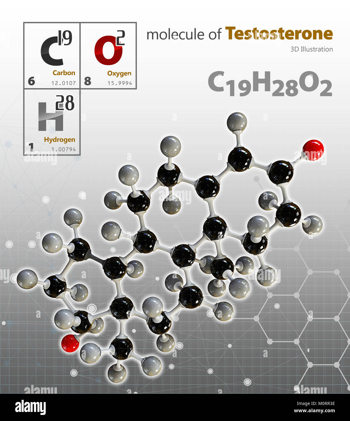 3d Illustration of Testosterone Molecule isolated grey background Stock ...