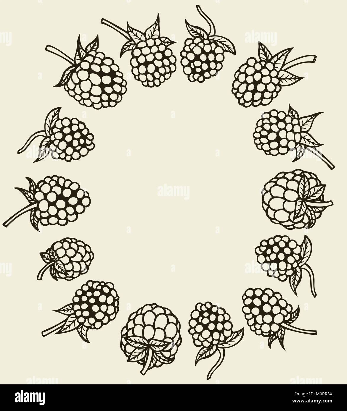 Berries hand drawn vector illustration frame. Hand drawn sketch ...