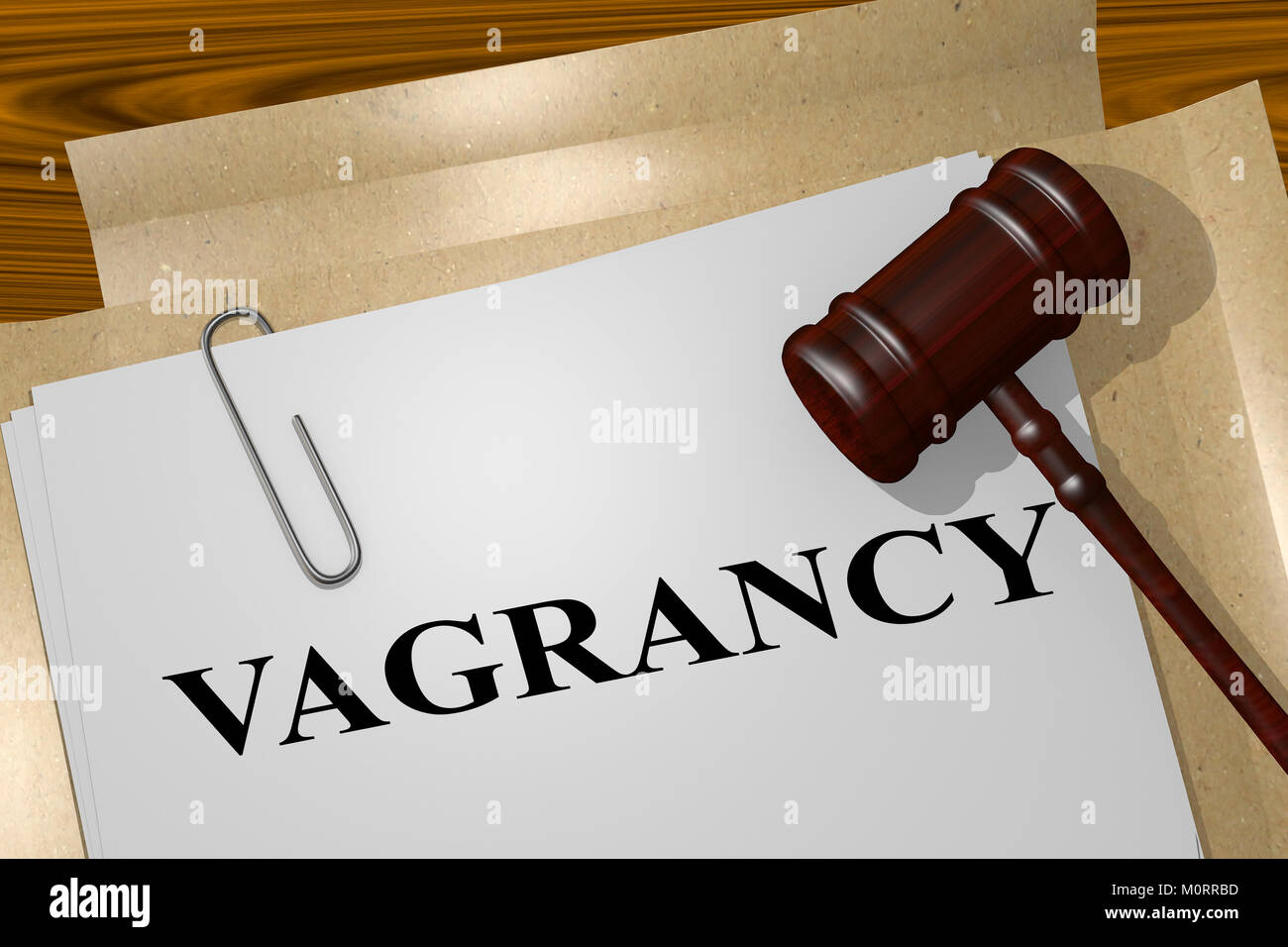 3D illustration of VAGRANCY title on legal document Stock Photo - Alamy