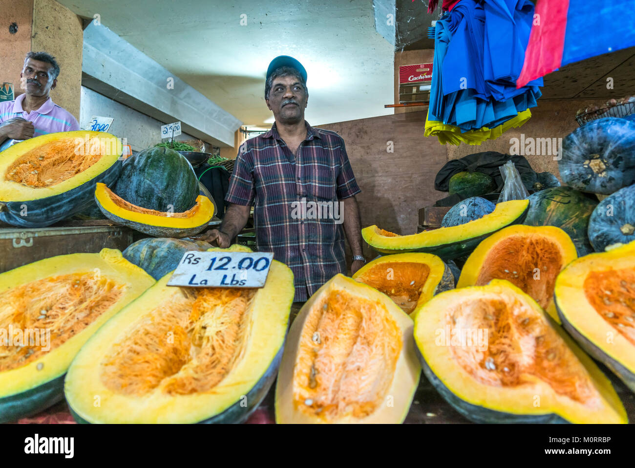 Honigmelonen auf dem Zentralmarkt in Port Louis, Mauritius, Afrika ...