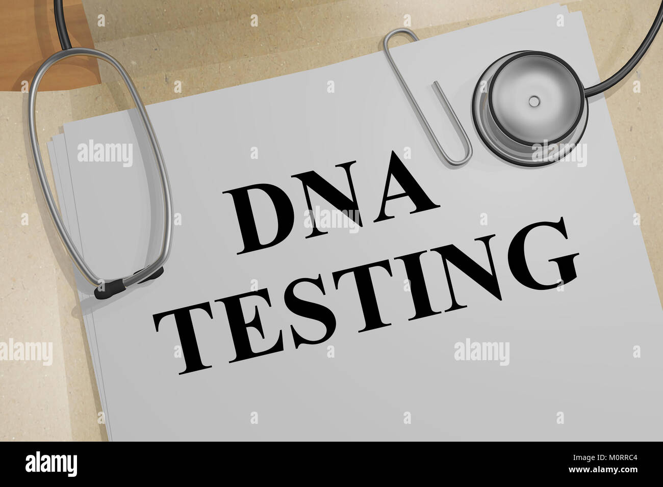 3D illustration of DNA TESTING title on a medical document Stock Photo ...