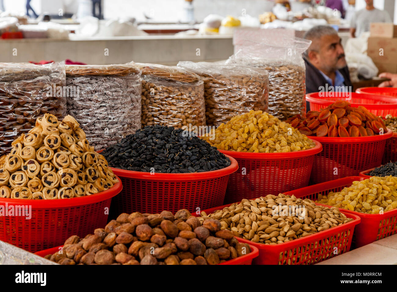 Dried Fruit and Nuts For Sale At The Main Bazaar, Samarkand, Uzbekistan ...