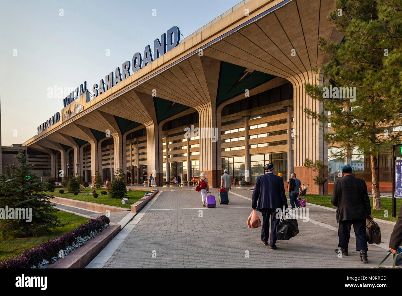 Tourists Ariiving At The Railway Station, Samarkand, Uzbekistan Stock ...