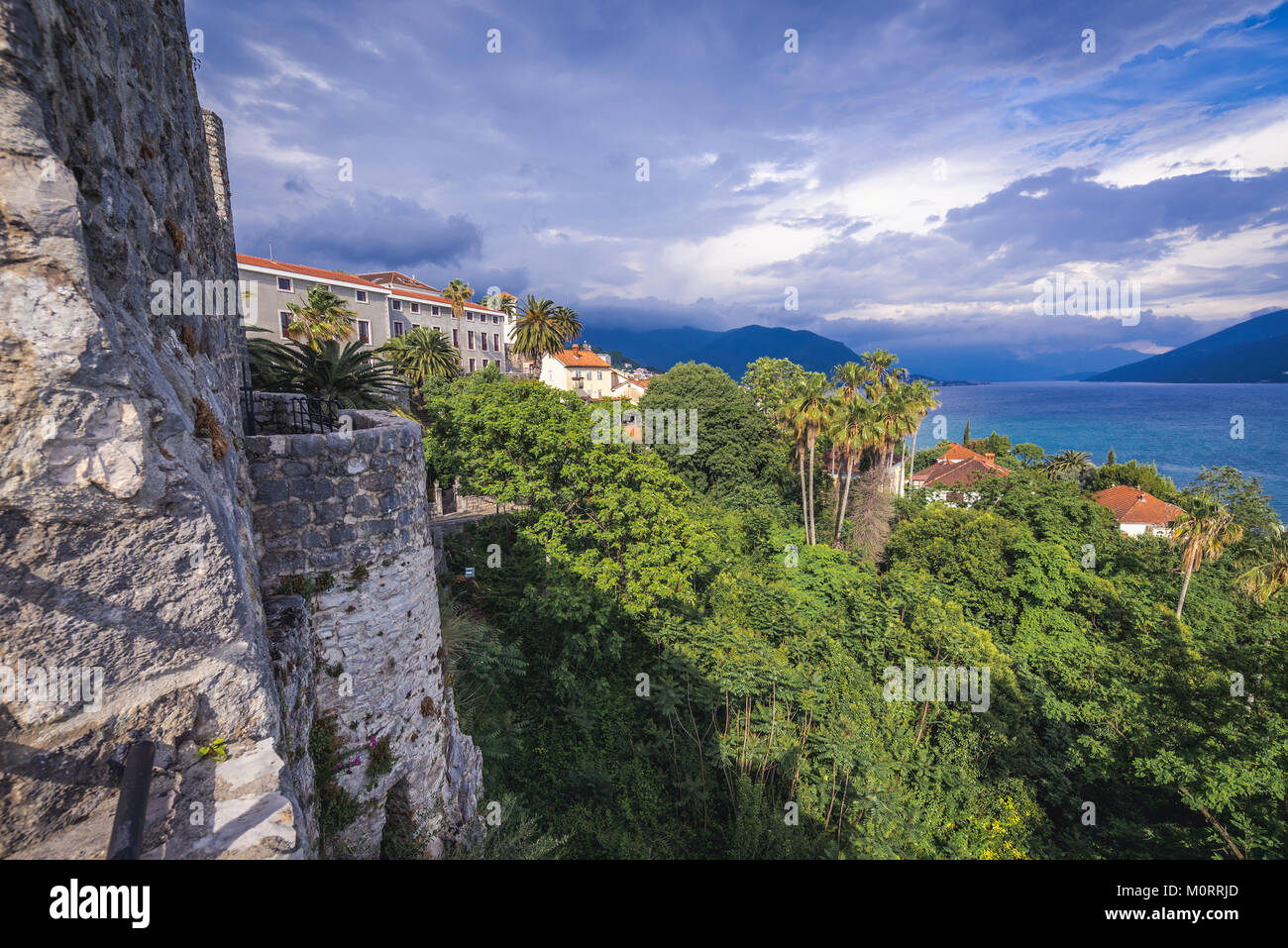 Aerial view from Forte Mare fortress in Herceg Novi city on the ...