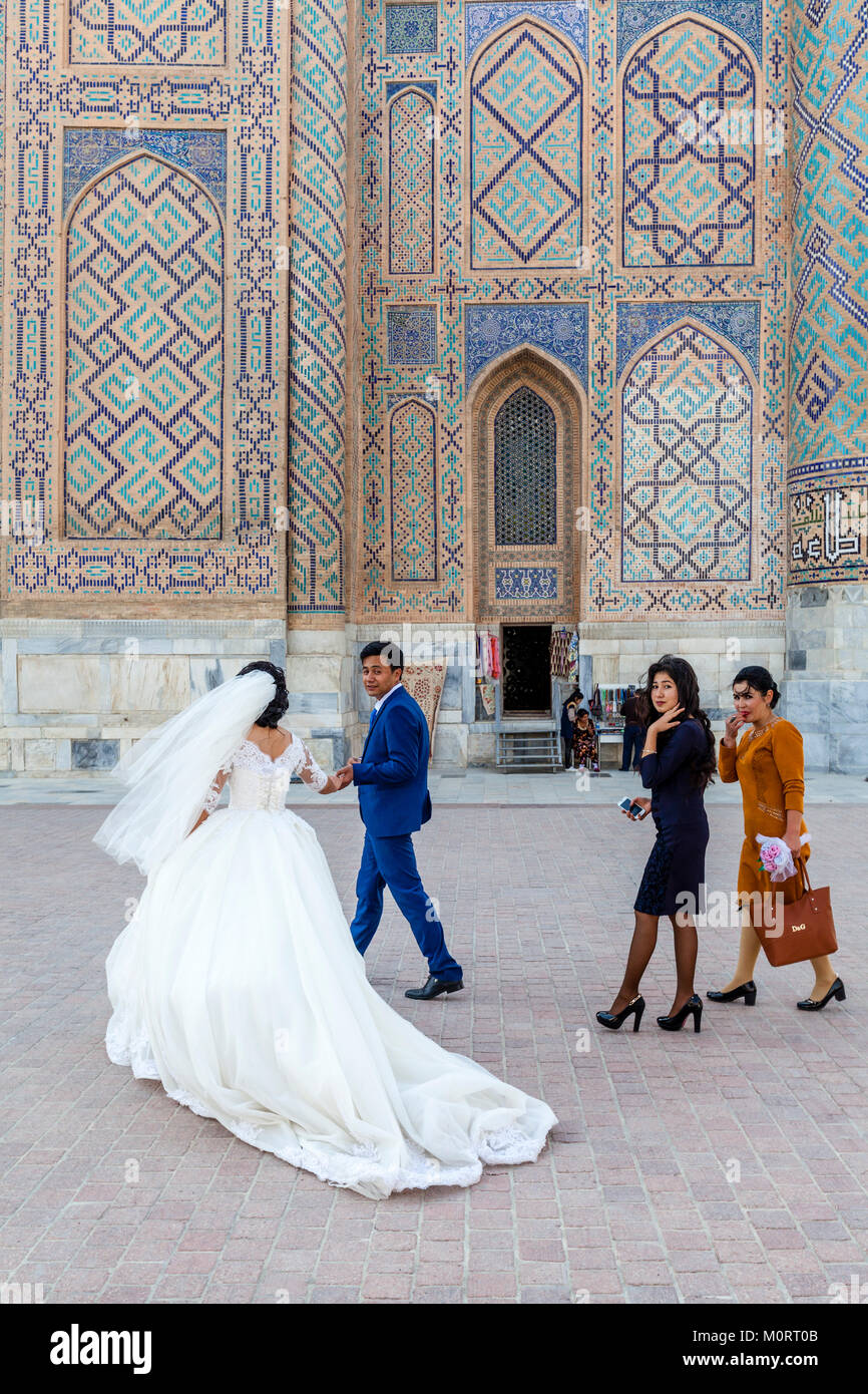 A ‘Just Married’ Young Couple Arrive At The Registan Complex For Their ...
