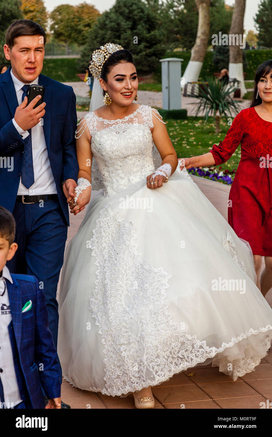 A ‘Just Married’ Young Couple Arrive At The Registan Complex For Their ...