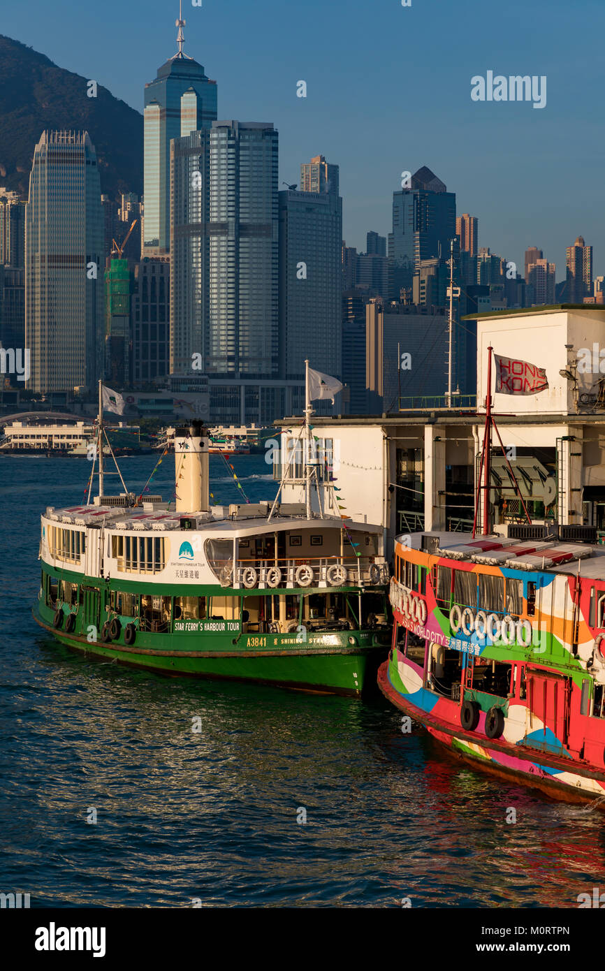 Hong Kong China Asia Jan 14, 2018 Star ferries at the Tsim Sha Tsui terminal Stock Photo - Alamy