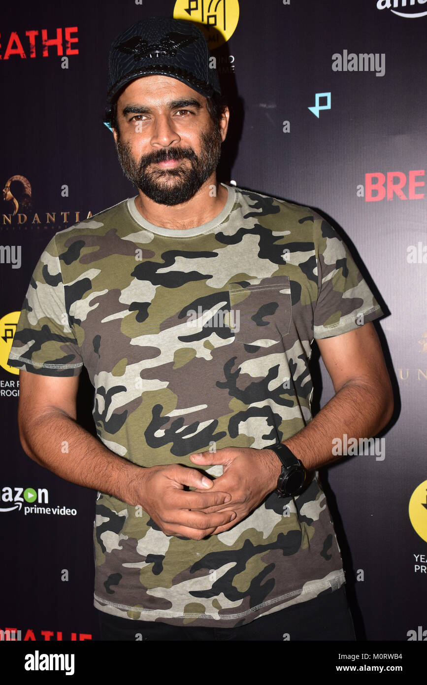 Mumbai, India. 23rd Jan, 2018. Indian film actor R. Madhavan attend the ...