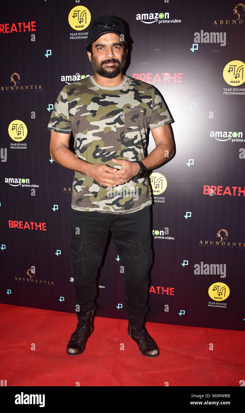 Mumbai, India. 23rd Jan, 2018. Indian film actor R. Madhavan attend the ...