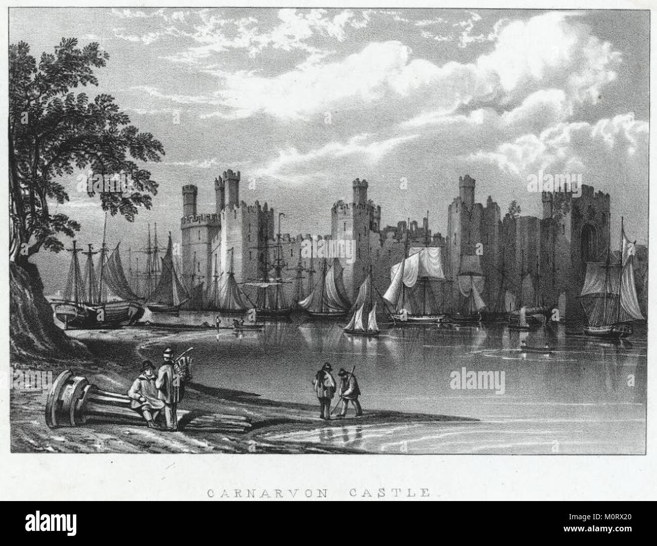 Carnarvon Castle in Wales is a historic structure known for its well ...