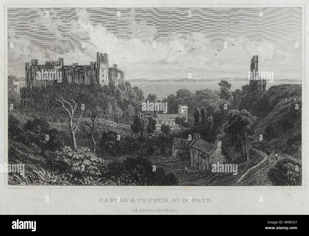 St. Donats Castle and Church in Glamorganshire, Wales, a historic site ...