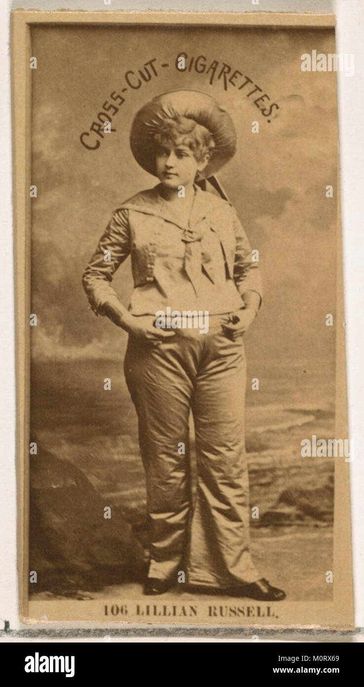 Lillian Russell, an iconic actress and singer, is featured in this card ...