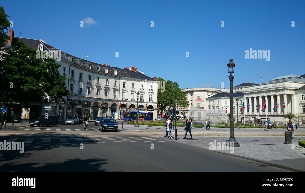 This image depicts the city center of Tours, France, with a view ...