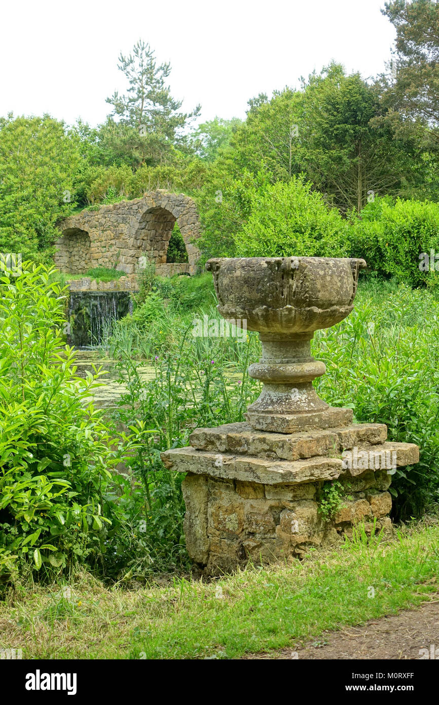 The cascade and artificial ruins in Stowe, Buckinghamshire, are part of ...