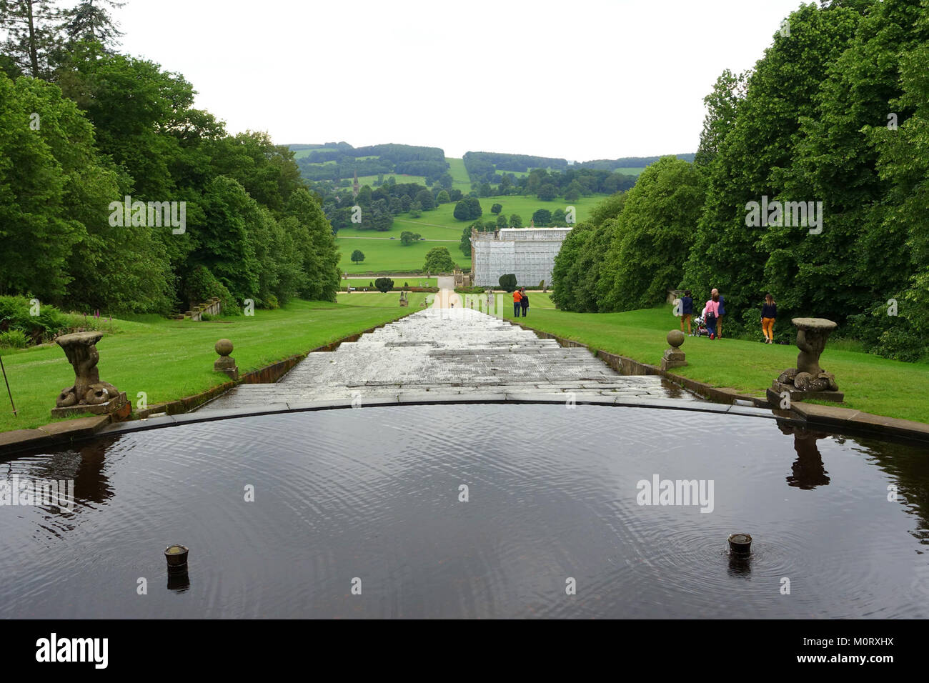 The Cascade at Chatsworth House in Derbyshire, England, is an iconic ...