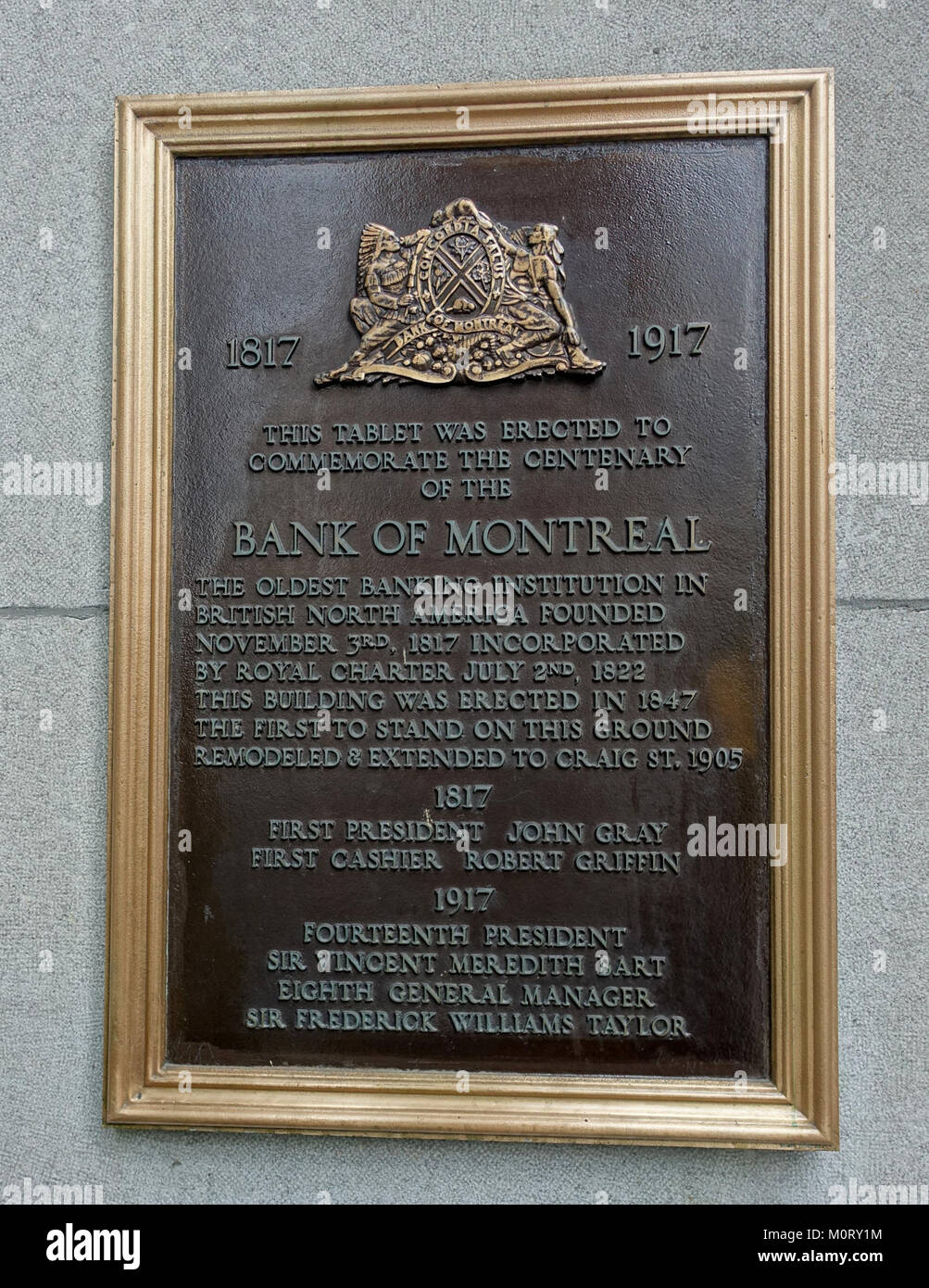 The centenary plaque commemorates the 100th anniversary of the Bank of ...