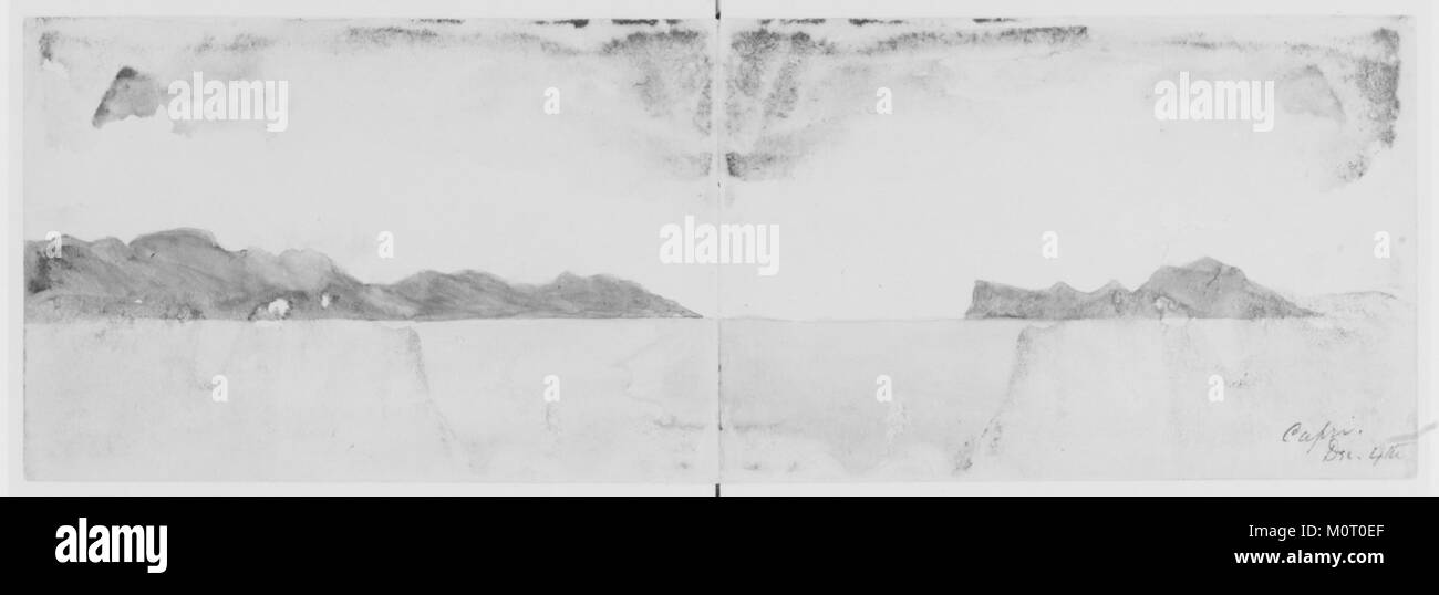 A sketch from 1904 featuring the island of Capri, Italy, is captured in ...