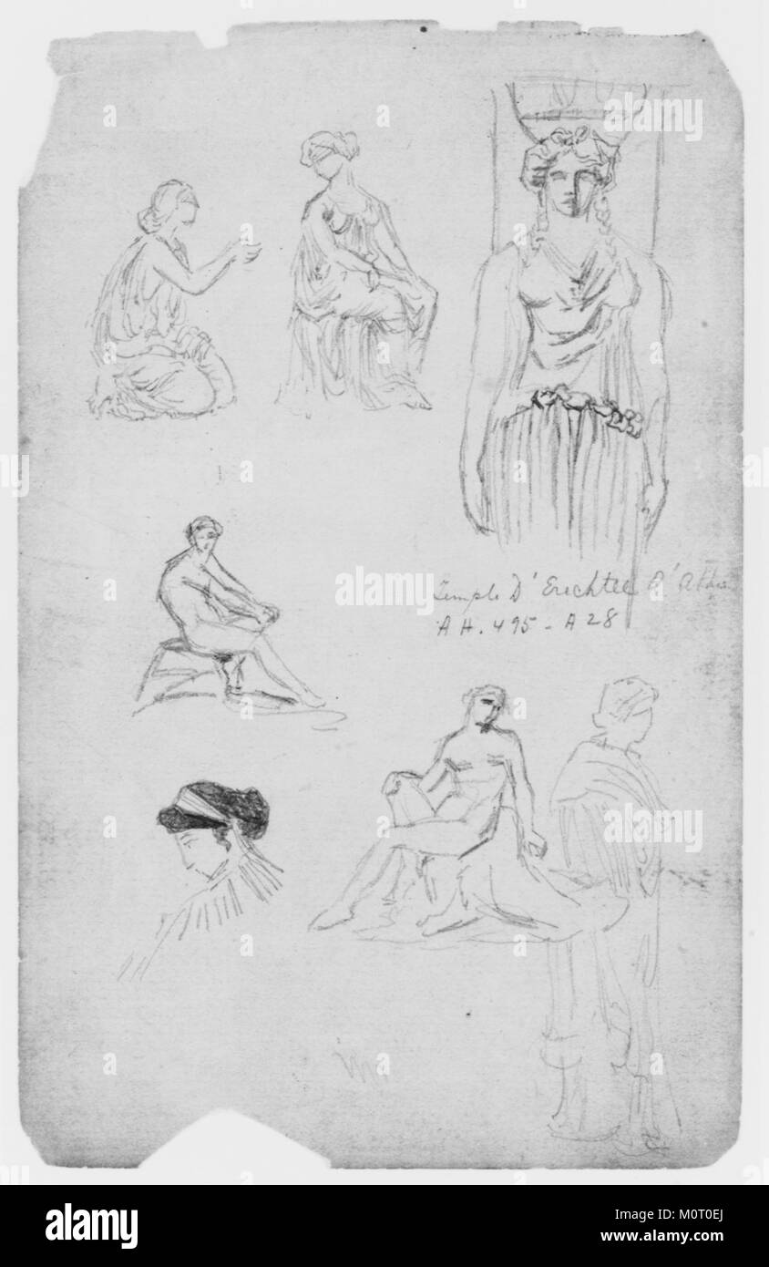 This sketchbook drawing by a classical artist features the Caryatid ...