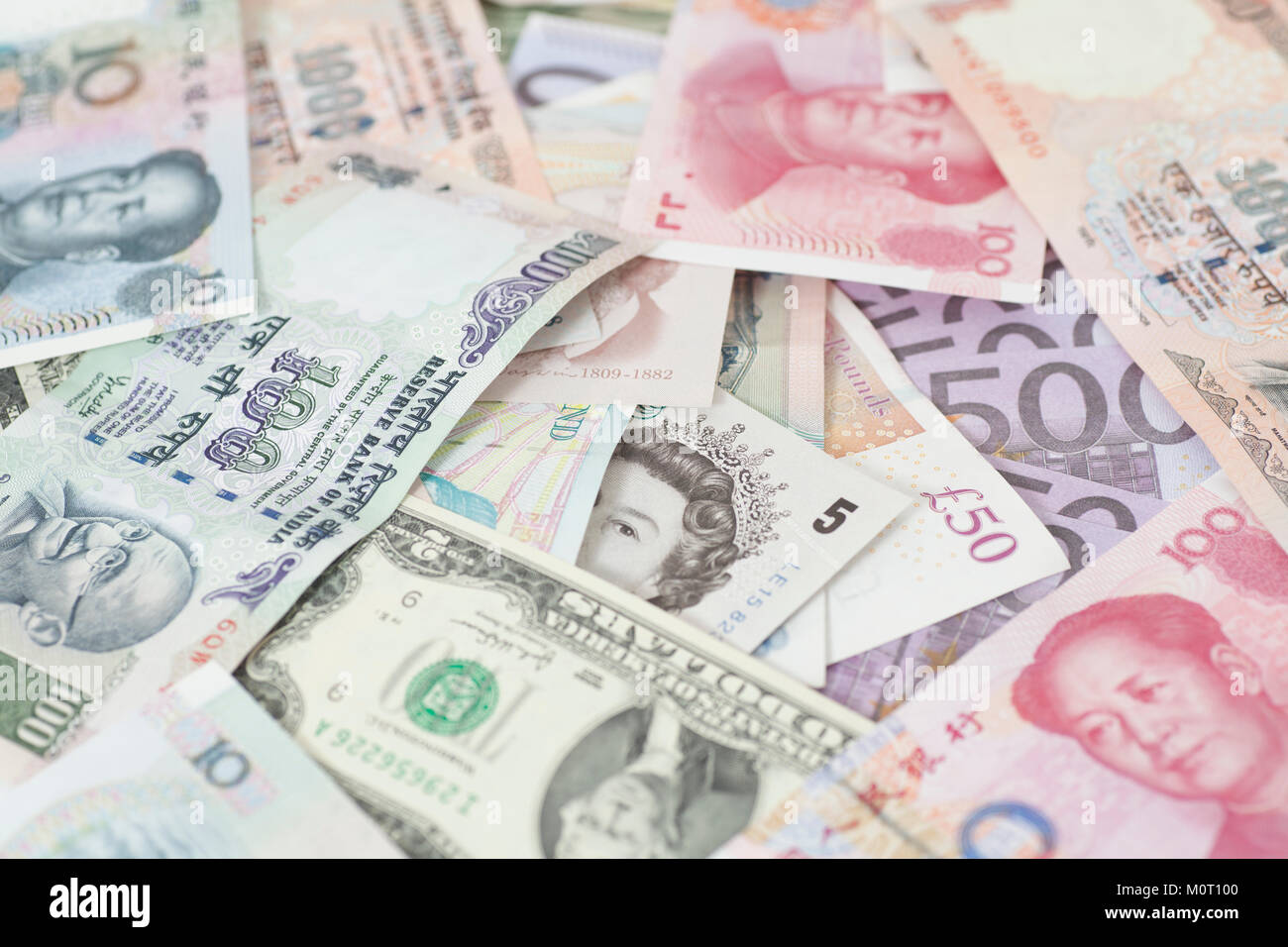 International currencies money bank notes close up Stock Photo - Alamy