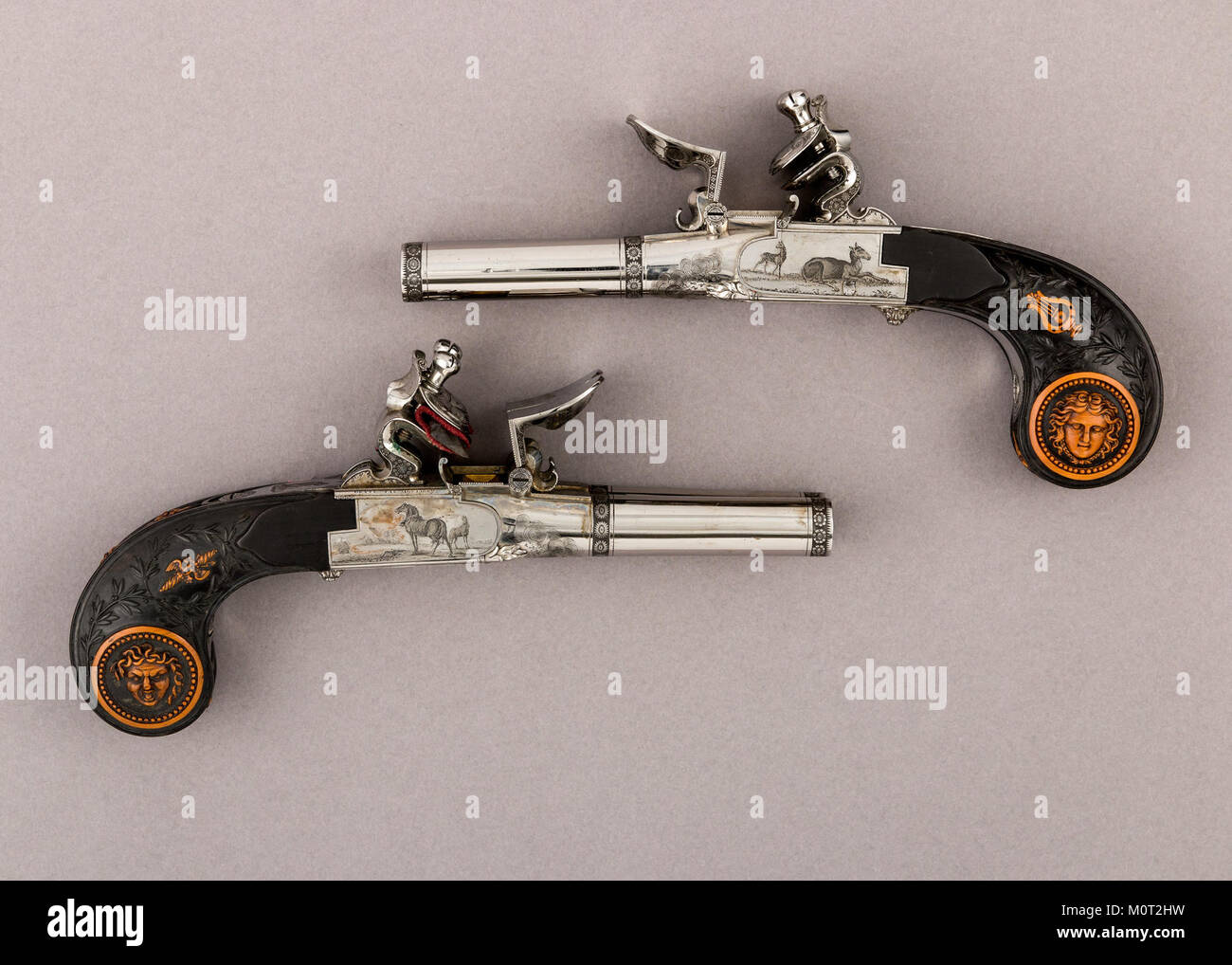 A cased pair of flintlock pistols hi-res stock photography and images ...