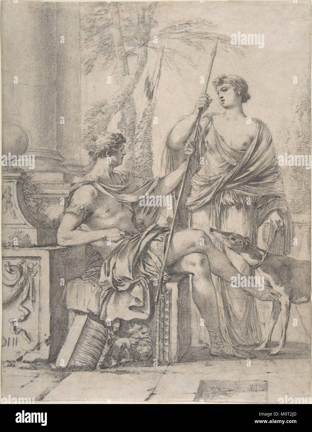 'Cephalus Receiving the Spear and Hound from Procris' is a classical ...