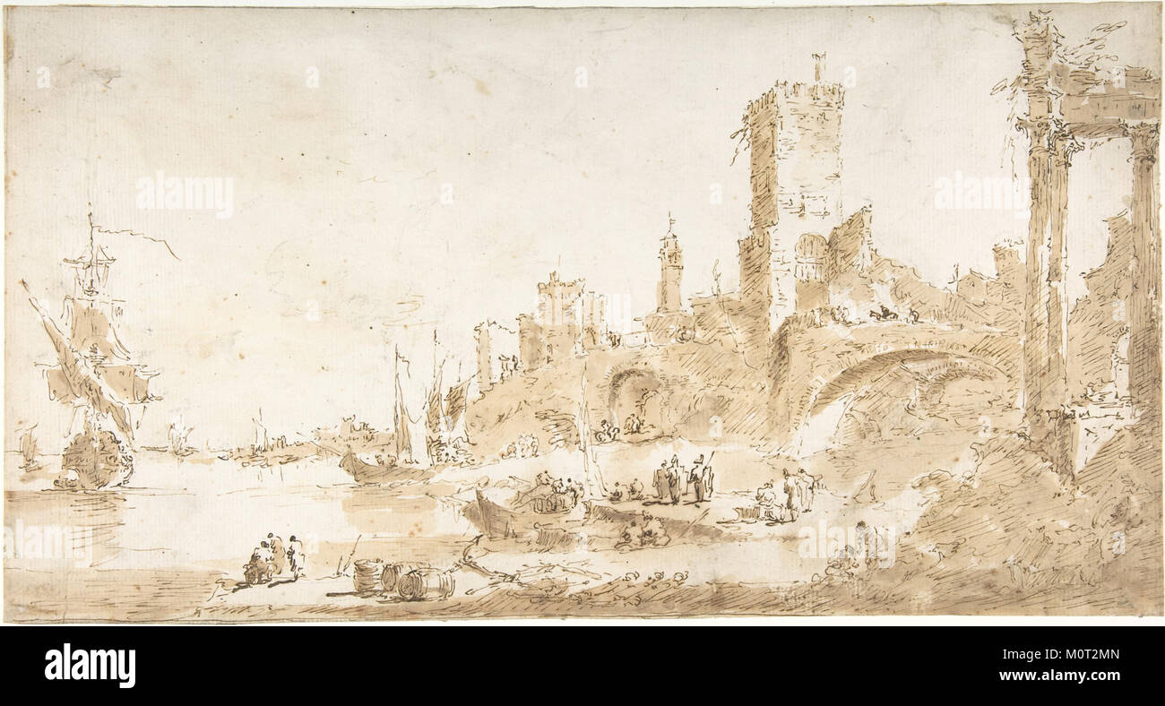 'Capriccio with a Seaport and Classical Ruins' is a 17th-century ...