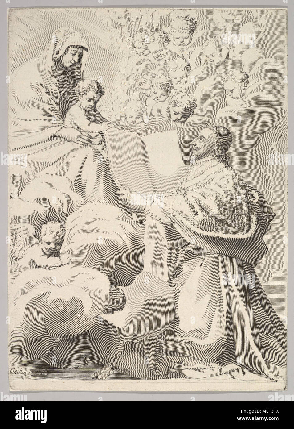 This artwork, 'Cardinal Richelieu, Kneeling, Presents His Book to the ...