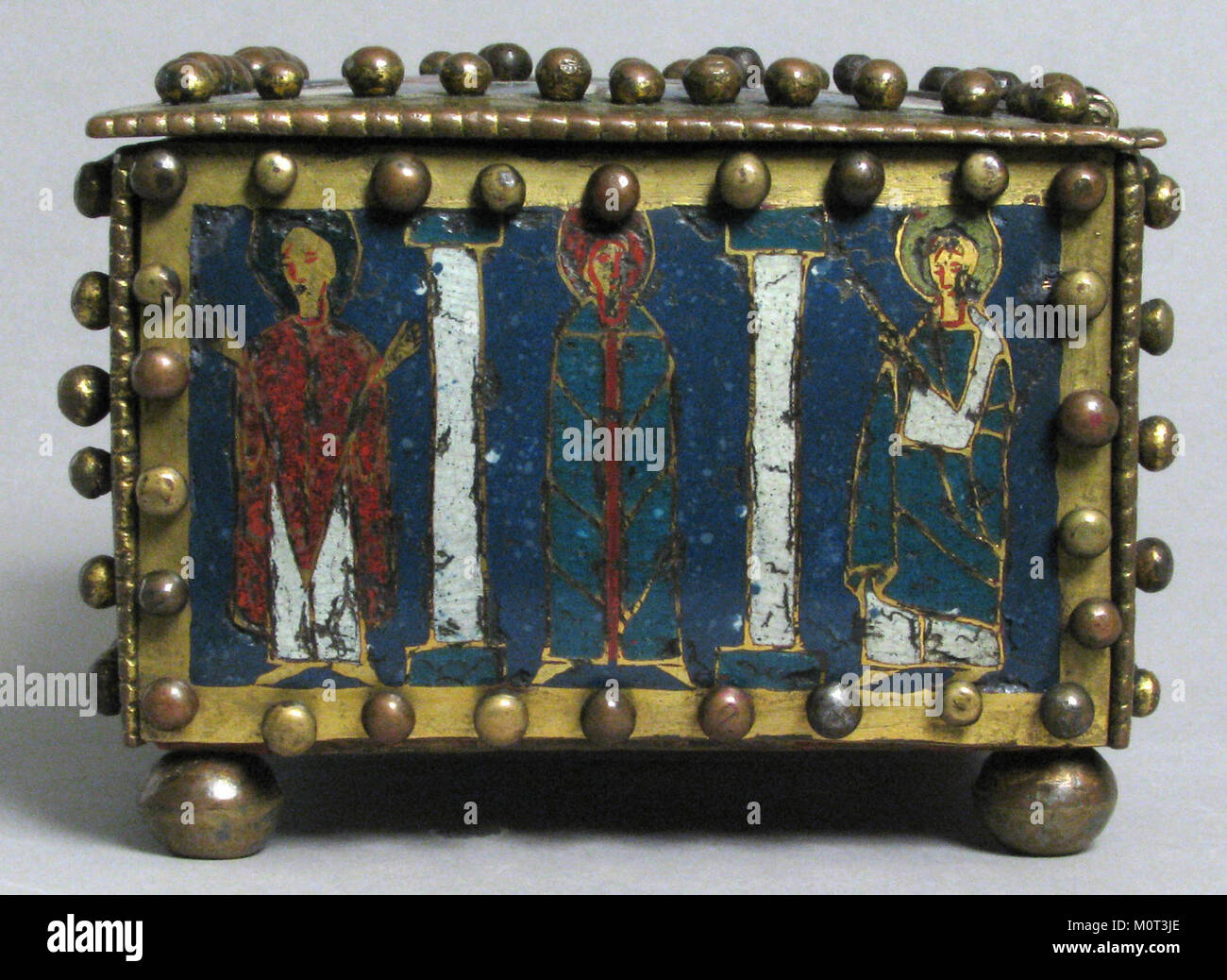 A medieval casket or portable altar featuring religious iconography ...