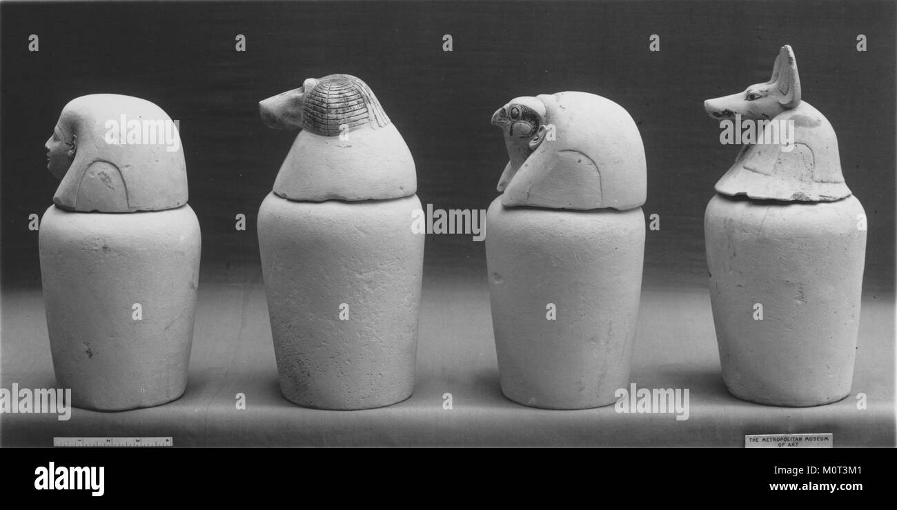 This canopic jar, representing the deity Imsety, is an ancient Egyptian ...