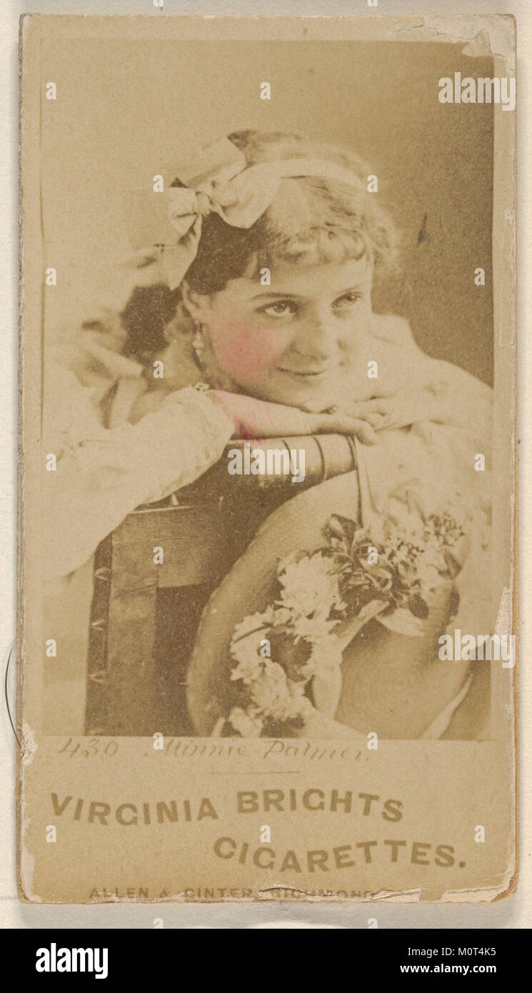 This collectible card features Minnie Palmer, a popular actress from ...