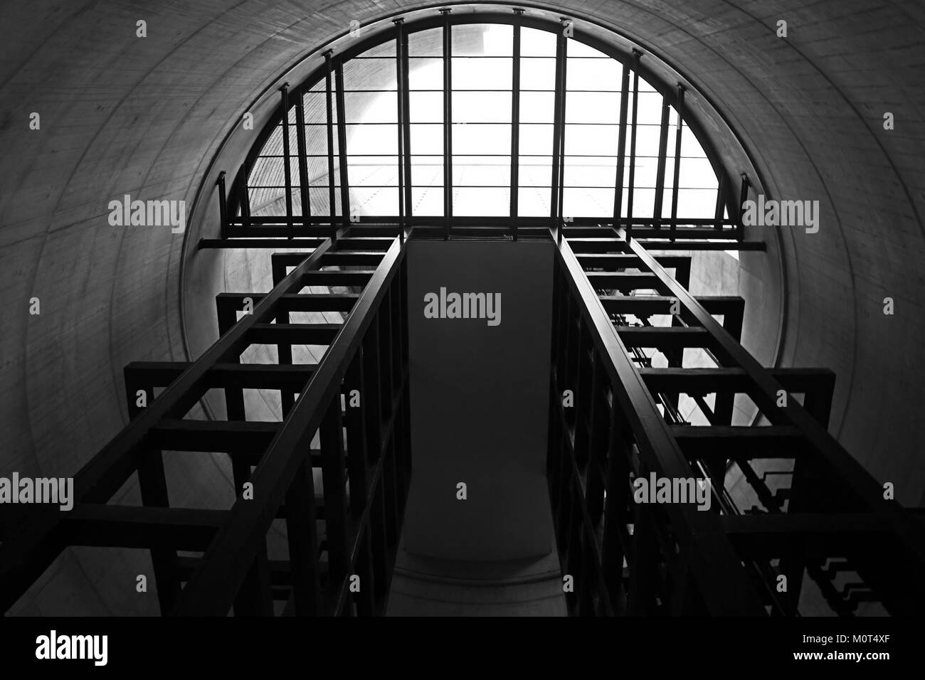 The central elevator shaft, part of a modern architectural design ...