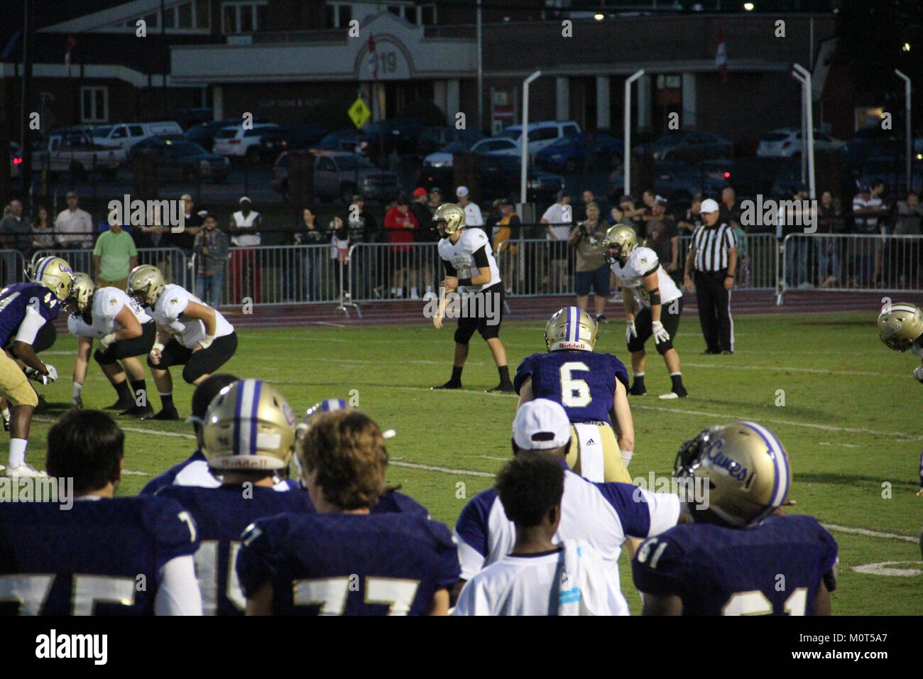 This image shows an action shot from the 2017 football game between ...