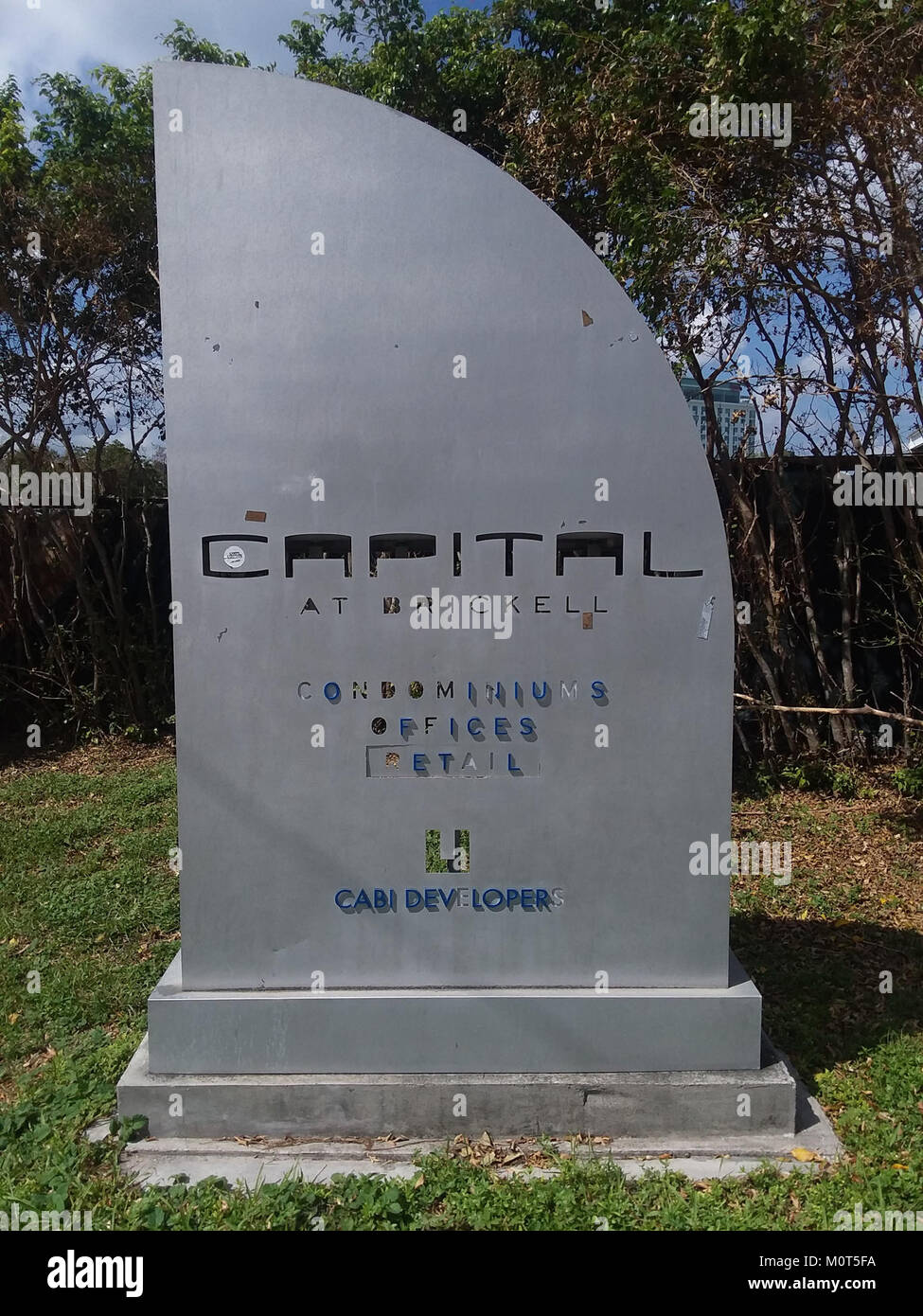This image shows the damage to the Capital at Brickell sign caused by ...