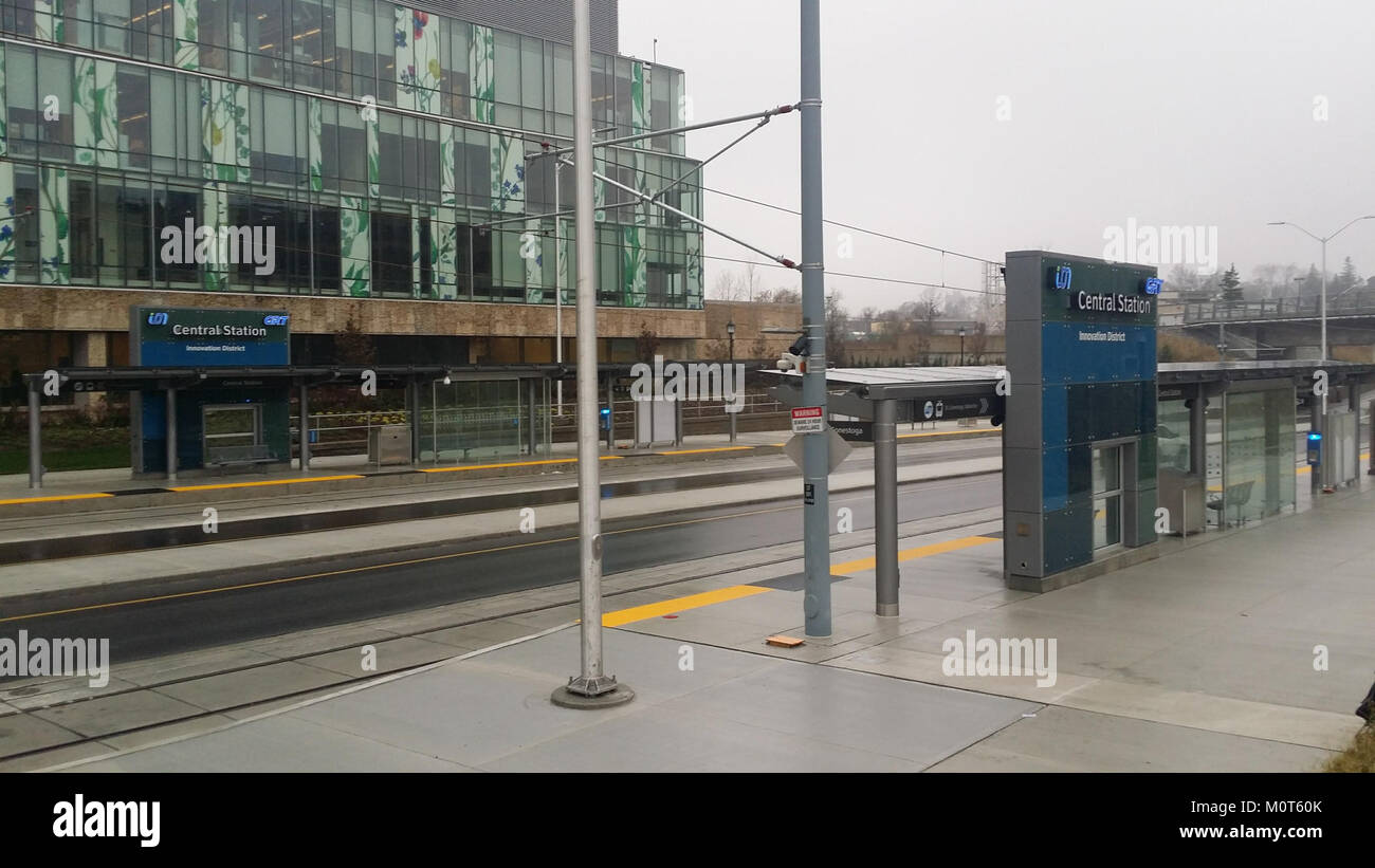 Central Station in Kitchener, Ontario, captured in November 2017 ...