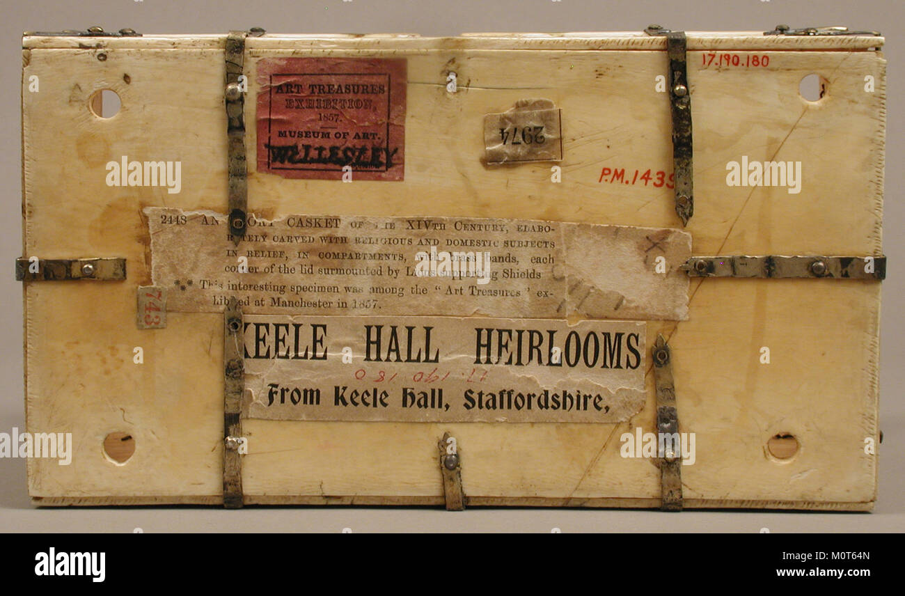 Ivory casket from the 14th century, illustrating scenes from medieval ...