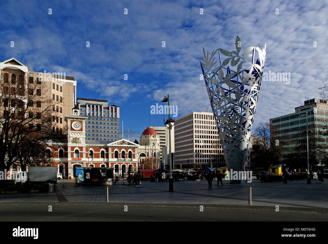 This image depicts Cathedral Square in Christchurch, New Zealand. The ...