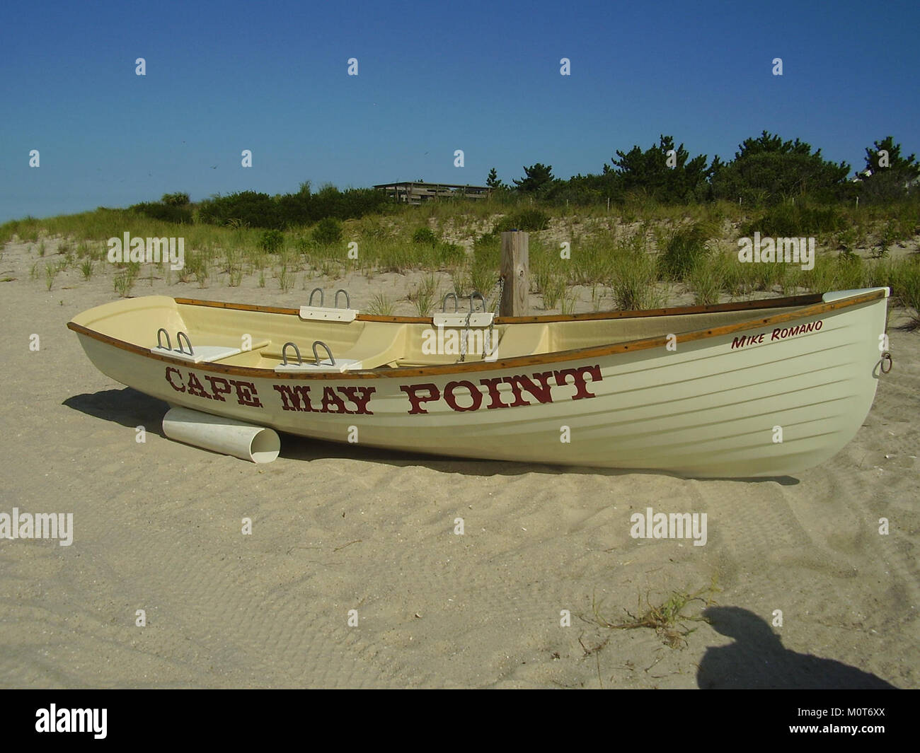 A photograph of a boat docked at Cape May Point, a coastal town in New ...
