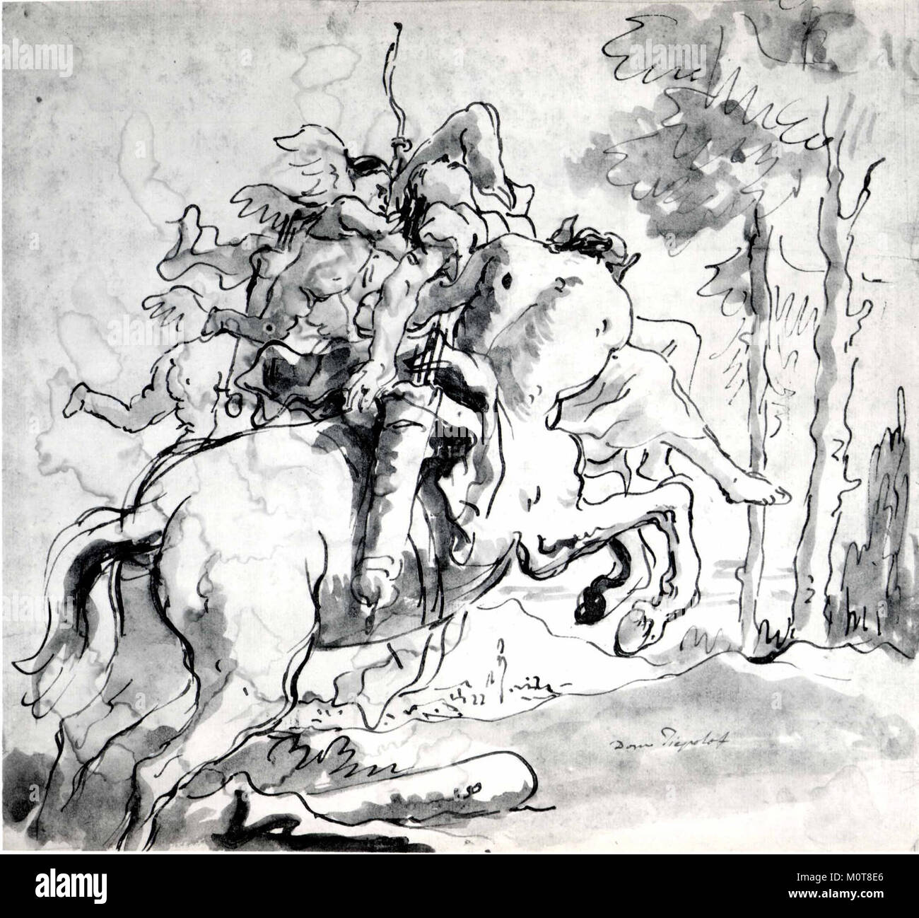 The sculpture 'Centaur Carrying Off a Nymph' is a classical piece ...